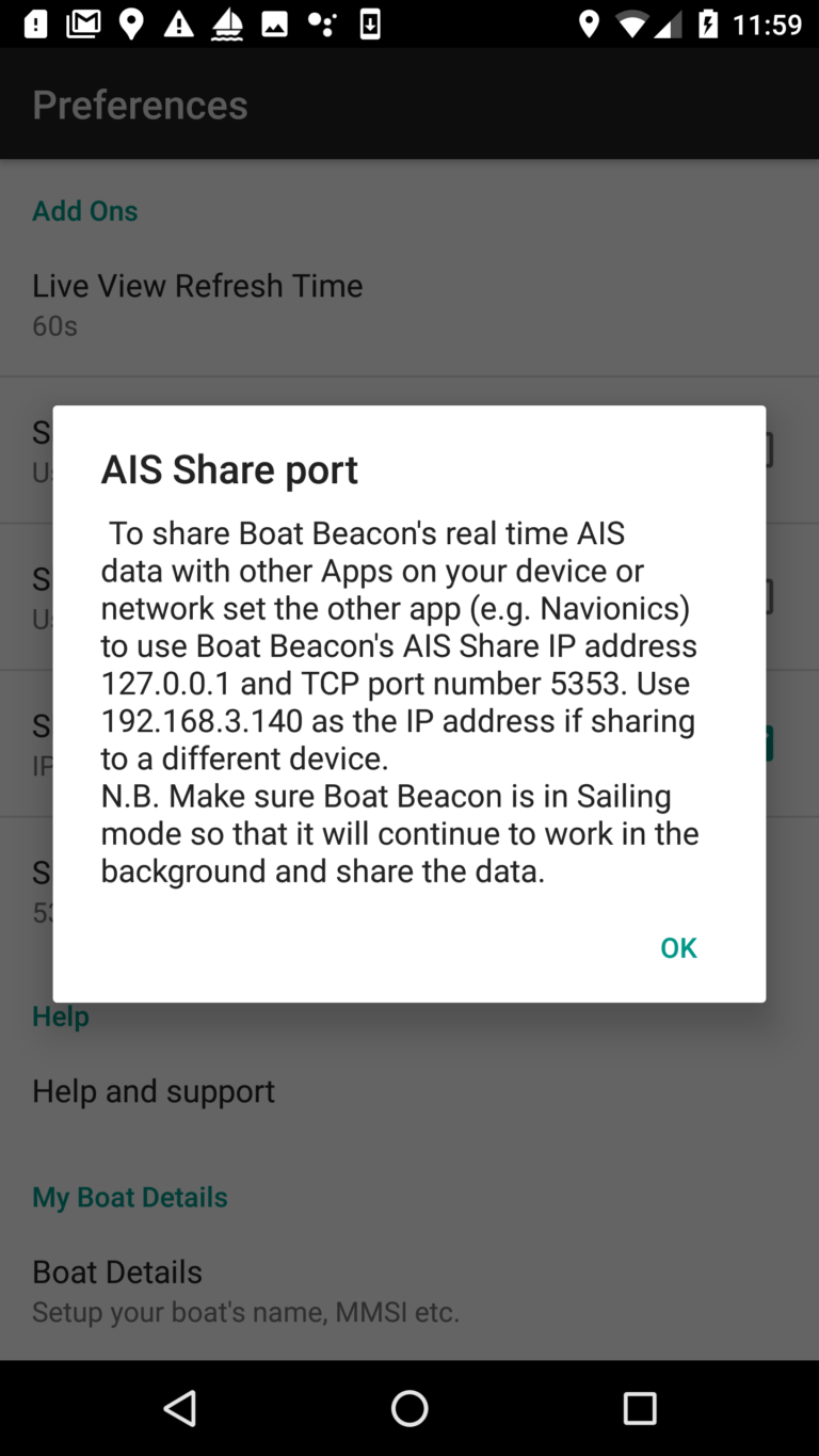Setup Boat Beacon Android AIS Sharing to Navionics Boating – Pocket Mariner