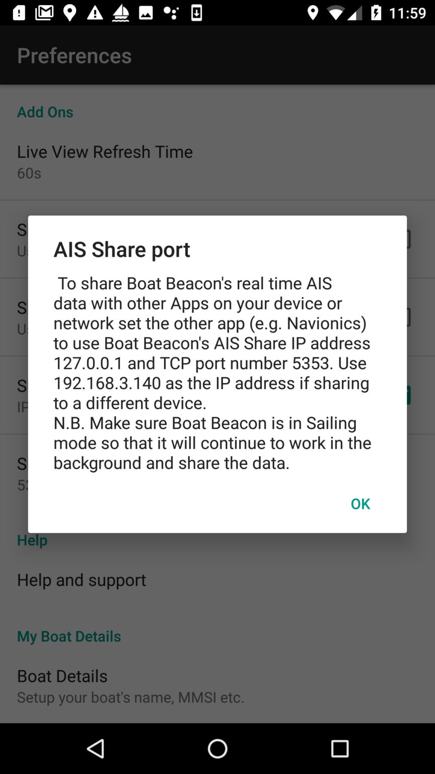 Setup Boat Beacon Android AIS Sharing to Navionics Boating – Pocket Mariner